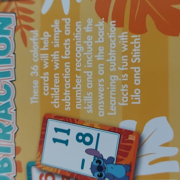 Disney | Toys | Disney Lilo Stitch Subtraction Flash Cards | Poshmark